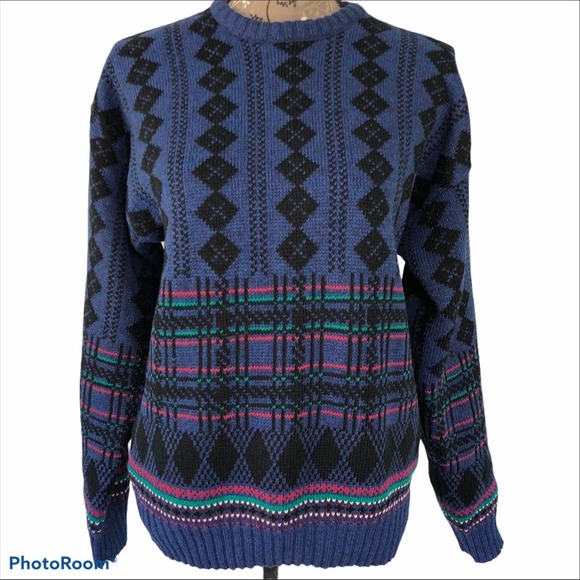 Vintage | Sweaters | Vintage Concrete Rigid Pattern Heathered Knit ...